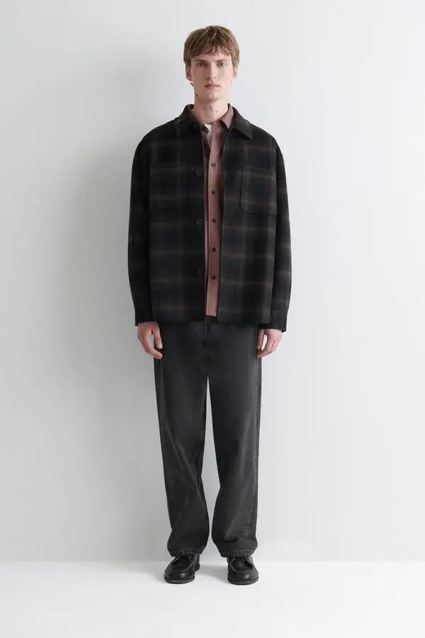 Cos Double-faced Wool Overshirt - Navy
