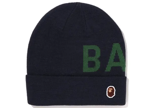 A BATHING APE Knit Beanie - Navy Blue