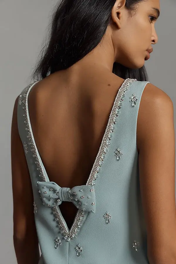 atsu crystal-embellished bow mini dress Atsu Crystal-Embellished Bow Mini Dress In Blue - 45% Off