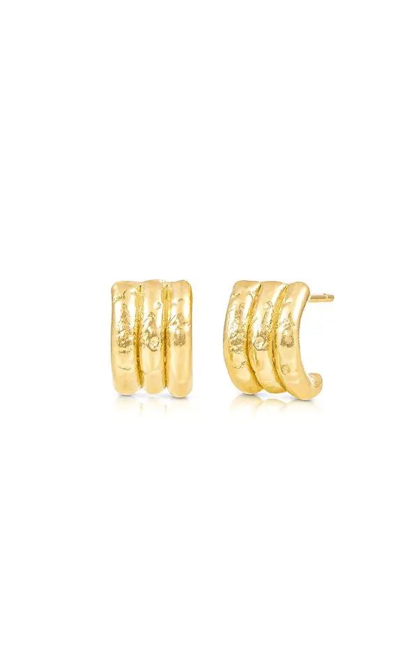 RENE BARNES The Crown 14k Yellow Huggie Earrings