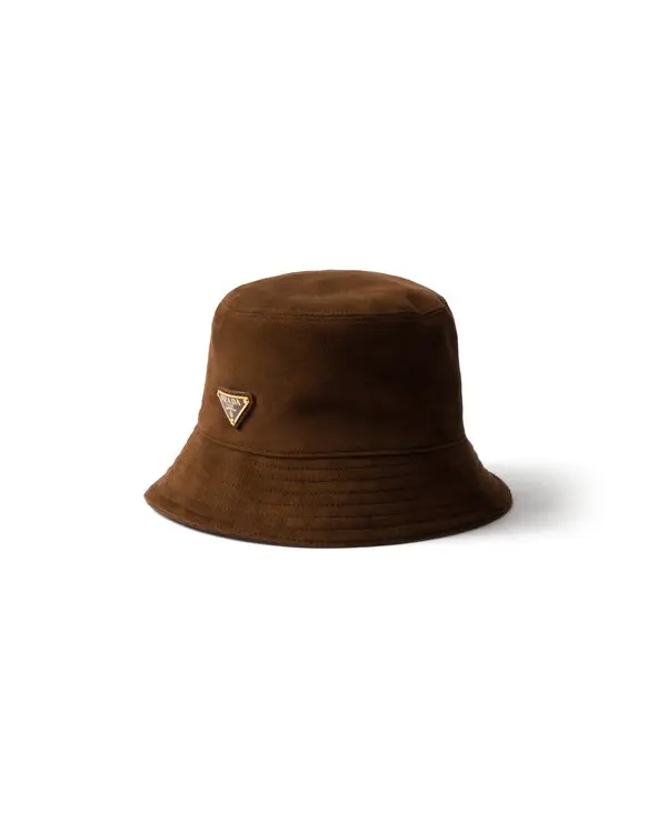 Prada Suede Bucket Hat - Brown