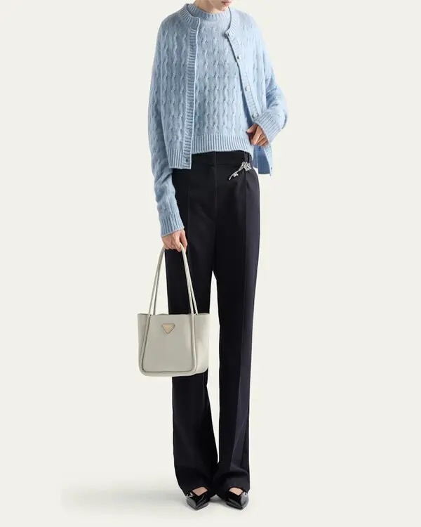 Prada Boxy Cable Cashmere Sweater - Azzurro