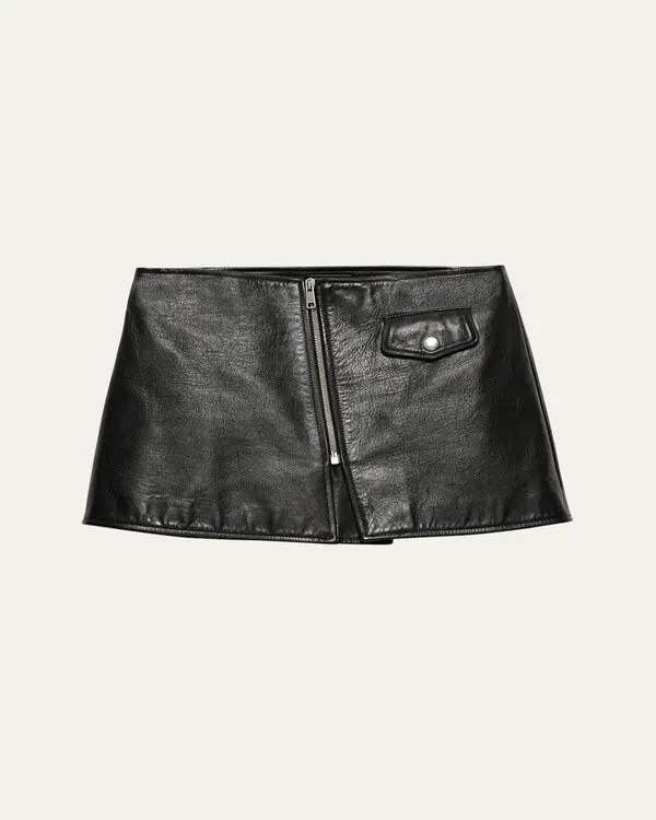 Prada Leather A-line Mini Skirt
