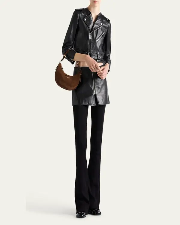 Prada Leather A-line Mini Skirt