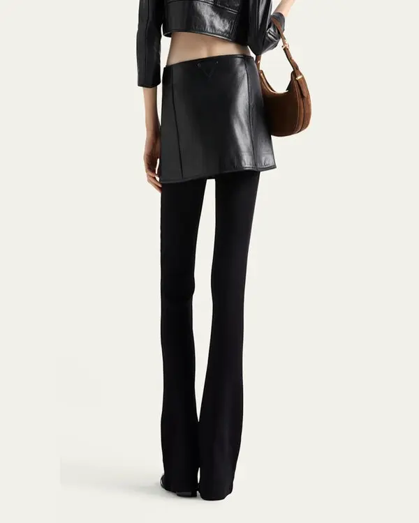 Prada Leather A-line Mini Skirt