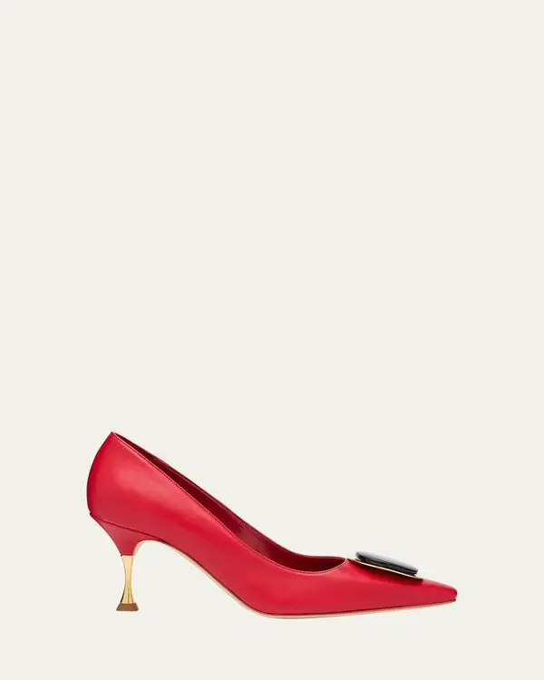 Manolo Blahnik Chiaran Leather Buckle Pumps