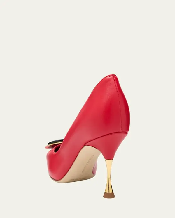 Manolo Blahnik Chiaran Leather Buckle Pumps