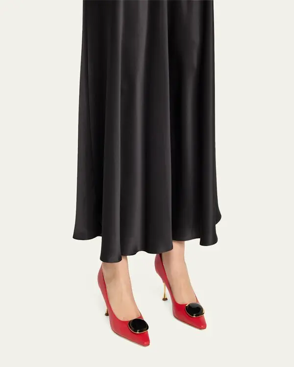 Manolo Blahnik Chiaran Leather Buckle Pumps