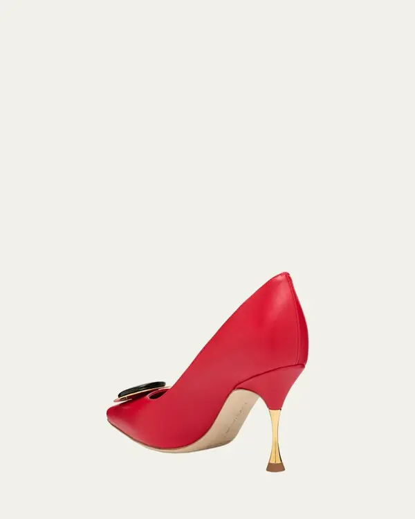 Manolo Blahnik Chiaran Leather Buckle Pumps