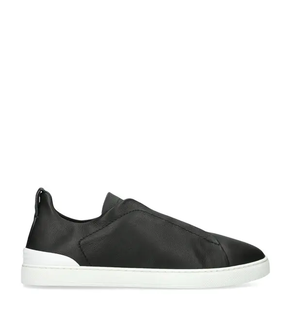 Zegna Shearling Triple Stitch Secondskin Sneakers - Black