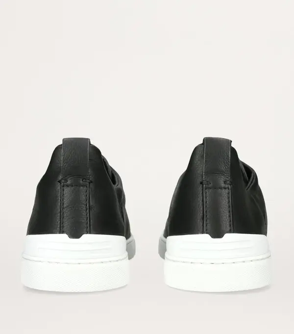 Zegna Shearling Triple Stitch Secondskin Sneakers - Black
