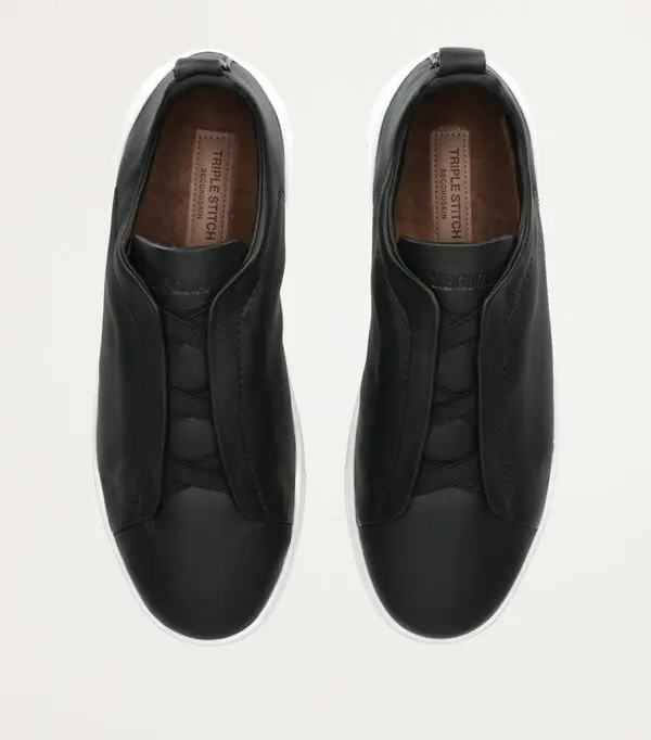 Zegna Shearling Triple Stitch Secondskin Sneakers - Black