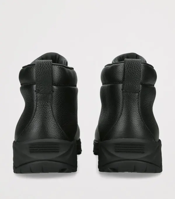 Zegna Leather Triple Stitch Vetta High Top Sneakers - Black