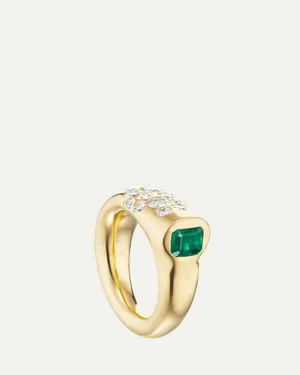 UNIFORM OBJECT 18k Yellow Gold Ring With Diamond And - Emerald