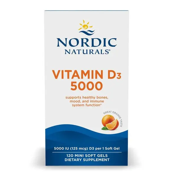 NORDIC NATURALS Vitamin D3 5000 Orange Flavor 120 Softgels - One-color
