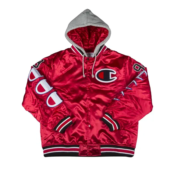 Supreme X Champion Hooded Varsity Jacket Red Editorialist