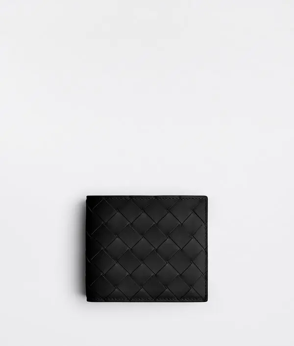 BOTTEGA  VENETA Intrecciato Bi-fold Wallet With Coin Purse - Black