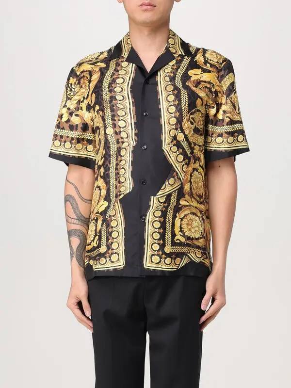 gold versace dress shirt Versace Barocco Silk Shirt