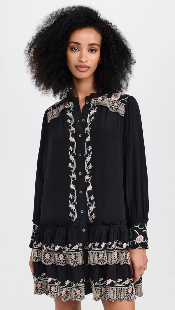 green emerald velvet dress Sonya Black Embroidered Tunic Maxi Dress  Wild Iris Boutique
