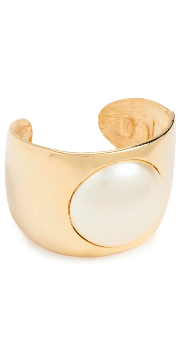 KENNETH JAY LANE Gold-tone Cuff With Imitation Pearl - White Pearl