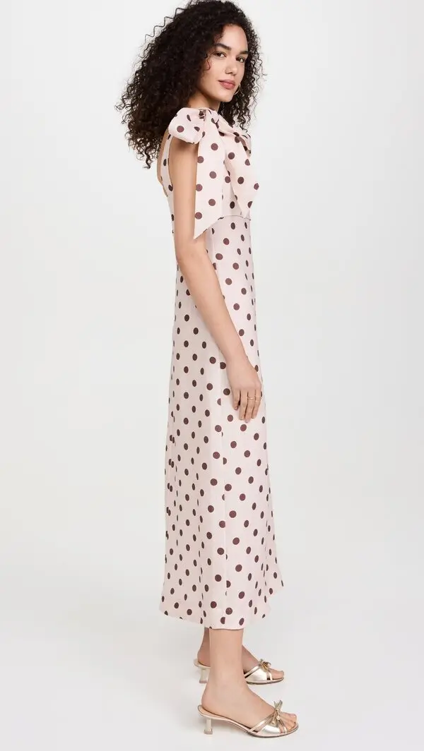 Zimmermann Acacia Polka-Dot Linen Midi Dress In Cream/Tan Dot - 60% Off |  Editorialist