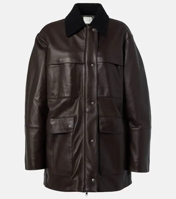 Vince Wool-trimmed Leather Jacket