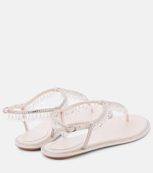 Rene Caovilla Chandelier Embellished Thong Sandals - Beige