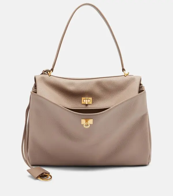 Balenciaga Rodeo Medium Leather Tote Bag - Beige