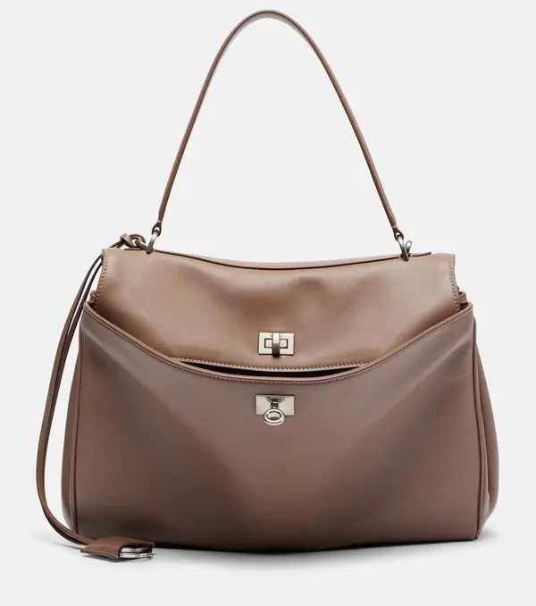 Balenciaga Rodeo Medium Leather Tote Bag - Brown