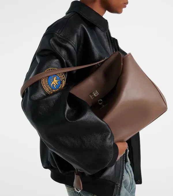 Balenciaga Rodeo Medium Leather Tote Bag - Brown