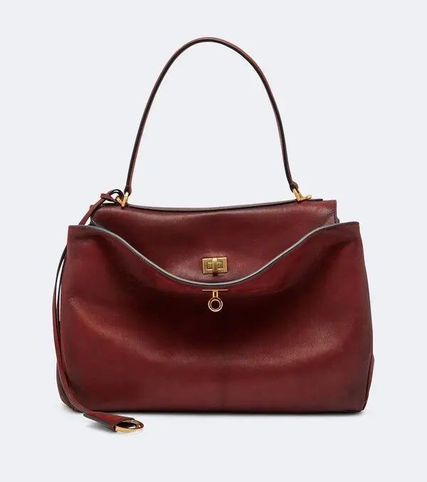 Balenciaga Rodeo Medium Leather Tote Bag - Brown