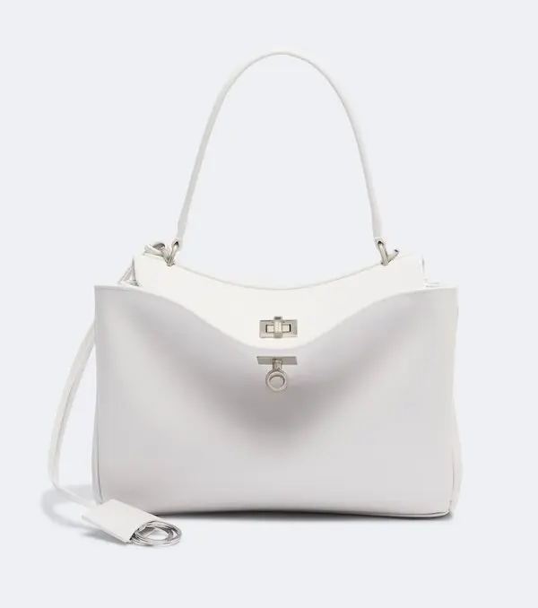 Balenciaga Rodeo Medium Leather Tote Bag - White