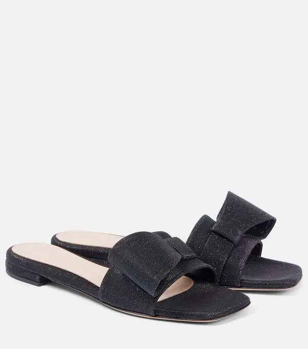 GIANVITO ROSSI Bow Detailing Flat Slides - Black