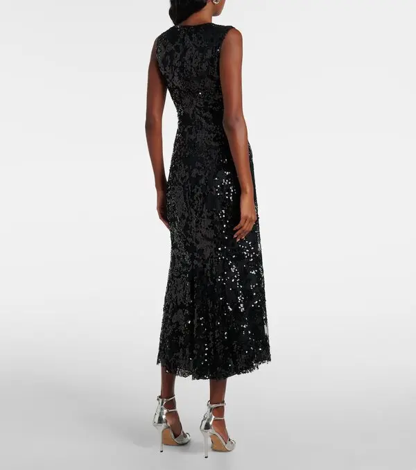 Victoria Beckham Sequined Gathered Midi Dress