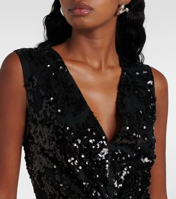 Victoria Beckham Sequined Gathered Midi Dress