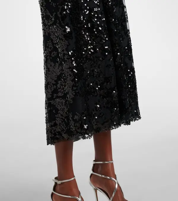 Victoria Beckham Sequined Gathered Midi Dress