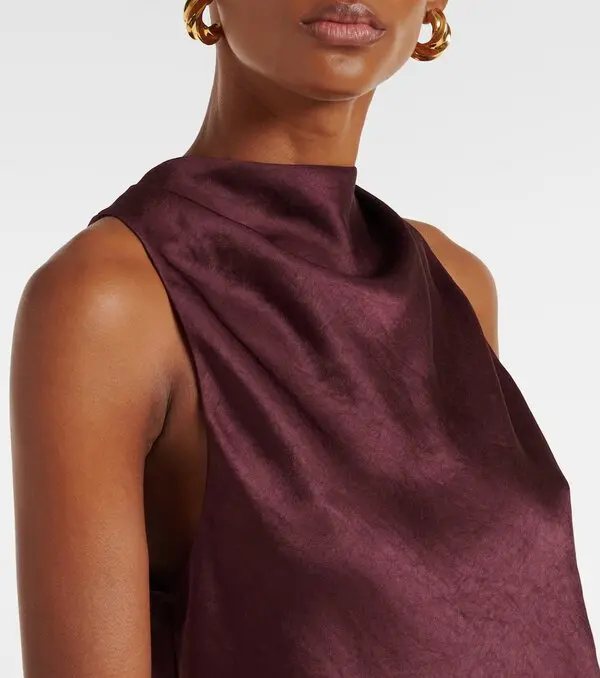 Vince Draped Satin Top - Burgundy