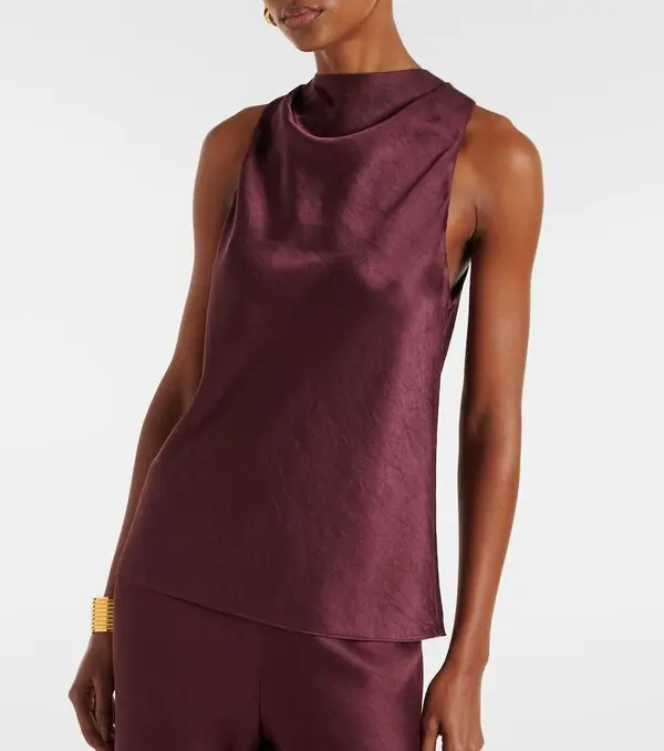 Vince Draped Satin Top - Burgundy