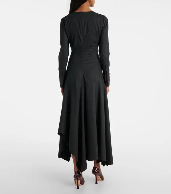 Oscar De La Renta Peony Asymmetric Midi Dress
