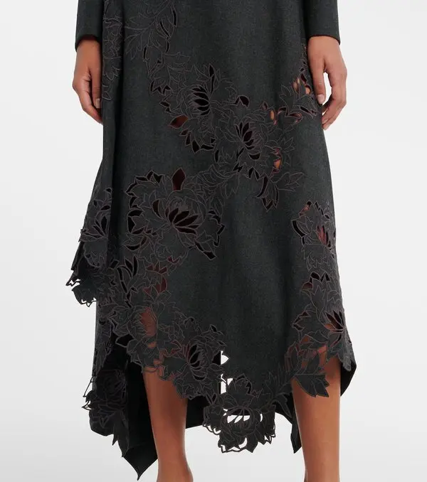 Oscar De La Renta Peony Asymmetric Midi Dress