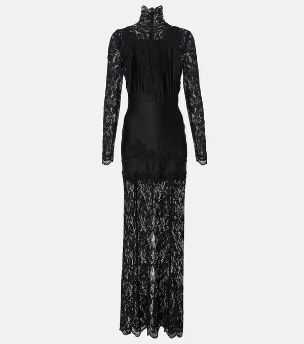 Rabanne Lace-trimmed Maxi Dress - Black
