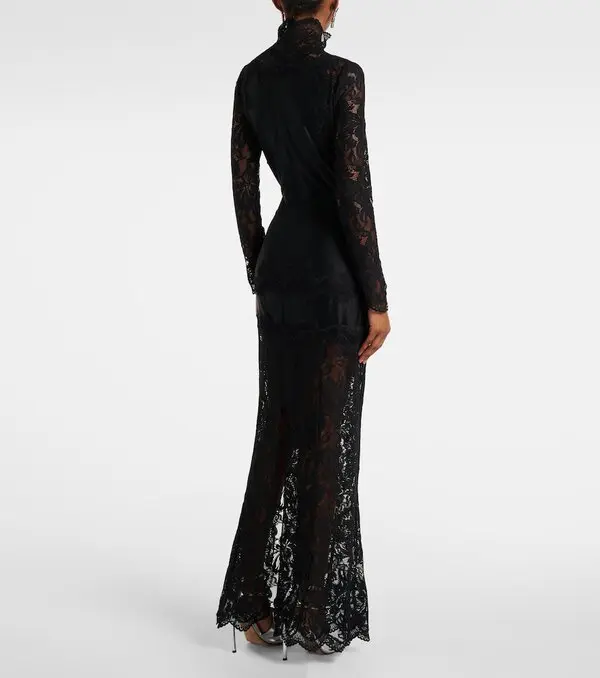 Rabanne Lace-trimmed Maxi Dress - Black