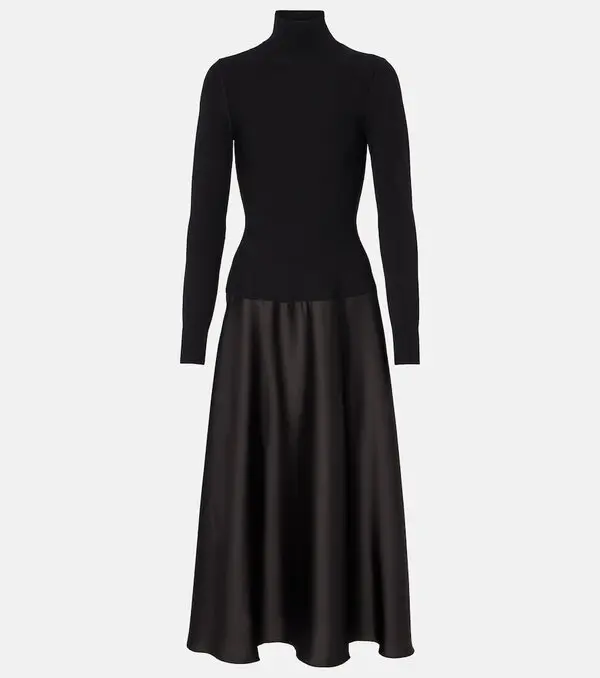Simkhai Frances Knitted Satin Midi Dress - Black
