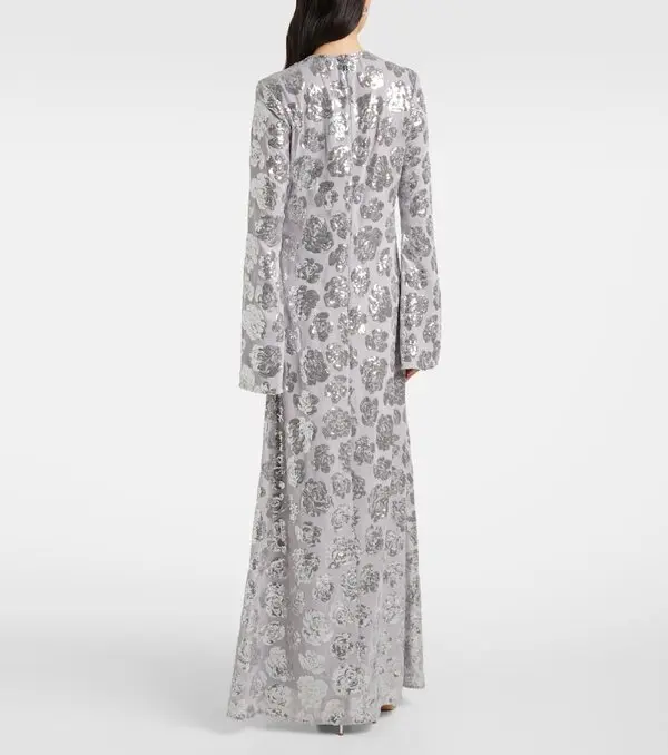 ROTATE BY BIRGER CHRISTENSEN Floral Sequined Chiffon Maxi Dress