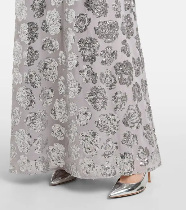 ROTATE BY BIRGER CHRISTENSEN Floral Sequined Chiffon Maxi Dress