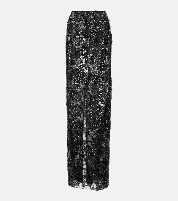 Victoria Beckham Sequined High-rise Tulle Maxi Skirt