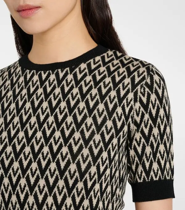 Valentino Garavani Geometric Print Fine Knit Sweater - Black