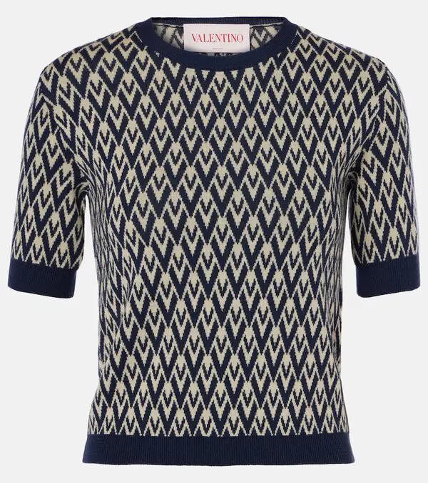 Valentino Garavani Toute La V Virgin Wool Sweater - Blue