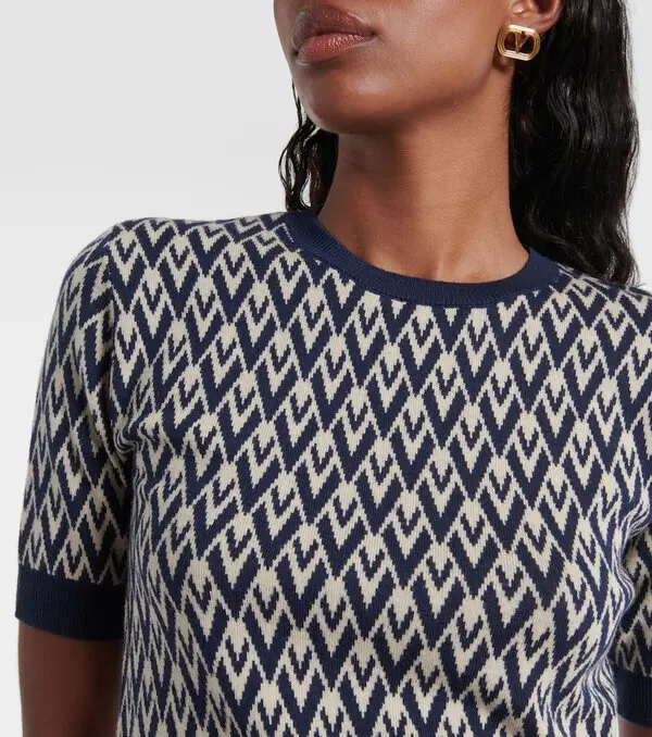 Valentino Garavani Toute La V Virgin Wool Sweater - Blue