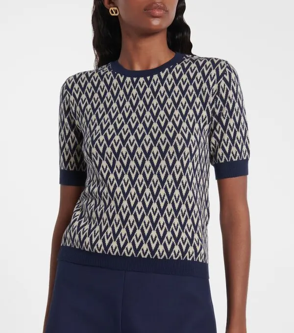 Valentino Garavani Toute La V Virgin Wool Sweater - Blue